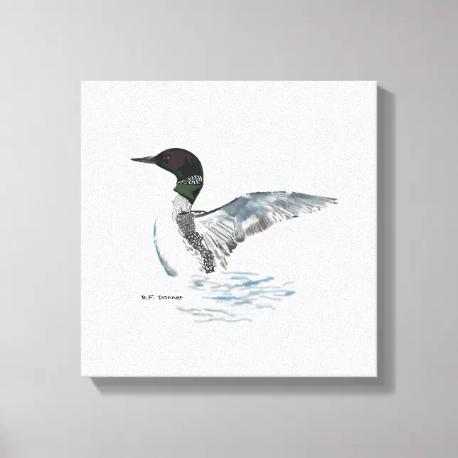 hand drawn loon image canvas print | Zazzle