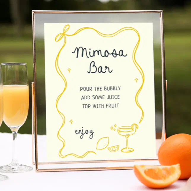 Hand Drawn Main Squeeze Mimosa Bar Poster | Zazzle