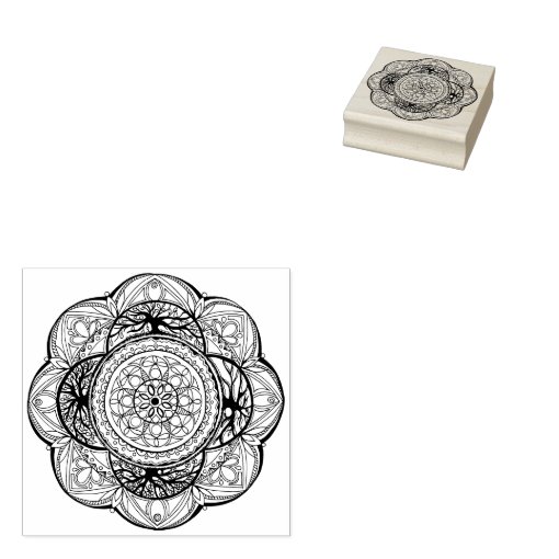 Hand drawn Mandala tree design Rubber Stamp | Zazzle