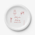 Hand Drawn Maroon Illustrations Doodles Wedding Paper Plates | Zazzle