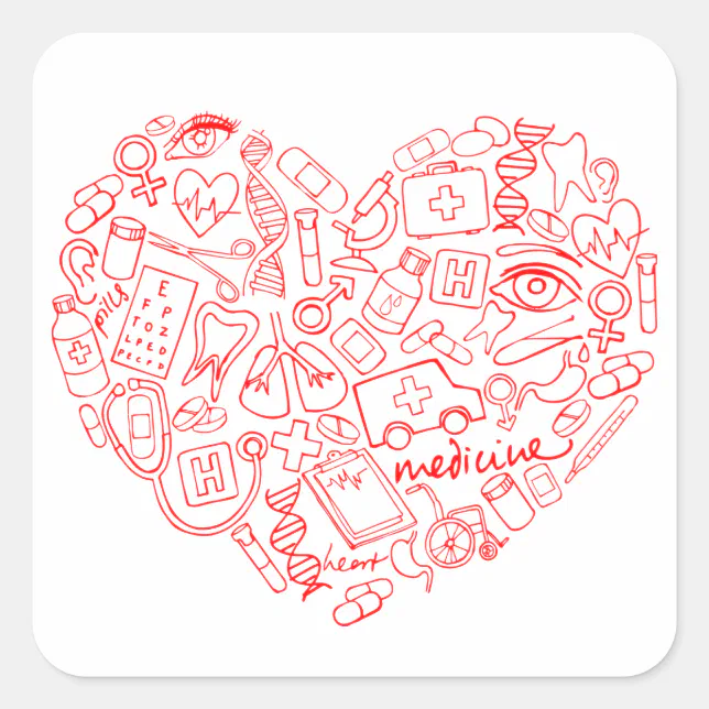 Hand Drawn Medial Doodle Logo Square Sticker | Zazzle