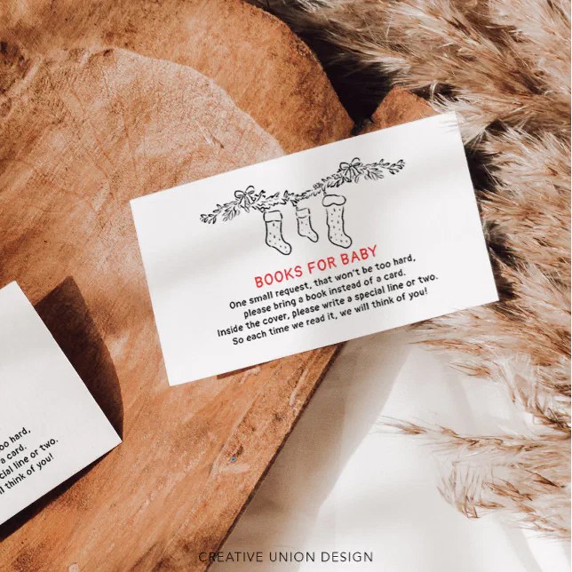 Hand Drawn Merry Little Baby Books for Baby Enclosure Card | Zazzle