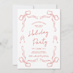 Hand Drawn Modern Red Holiday Business Staff Party Invitation | Zazzle
