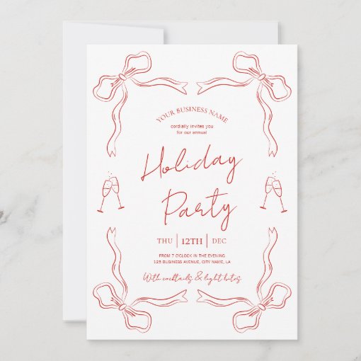 Hand Drawn Modern Red Holiday Business Staff Party Invitation | Zazzle