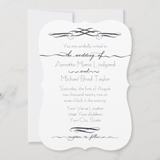Hand Drawn n Lettered Calligraphy Script n Scrolls Invitation | Zazzle