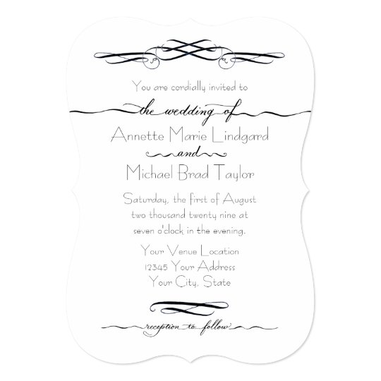 Hand Drawn n Lettered Calligraphy Script n Scrolls Invitation | Zazzle.com