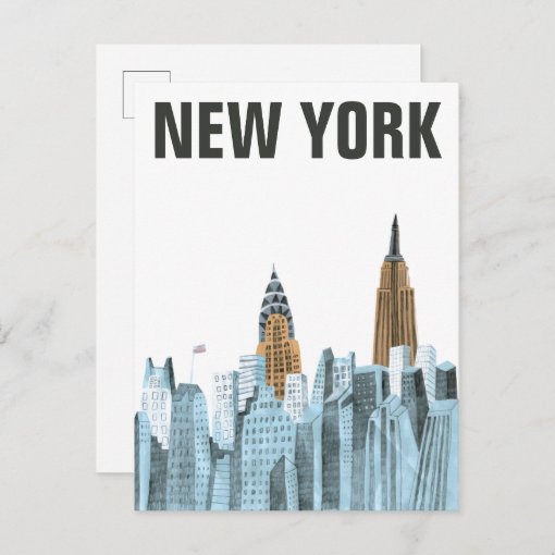 Hand Drawn New York City, NY Postcard | Zazzle