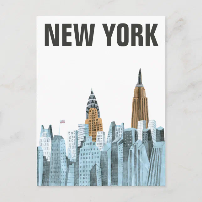 Hand Drawn New York City, NY Postcard | Zazzle
