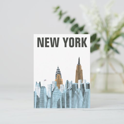 Hand Drawn New York City, NY Postcard | Zazzle