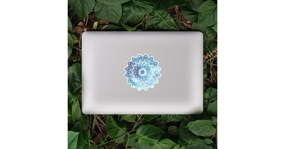 hand drawn ocean blue mandala sticker | Zazzle
