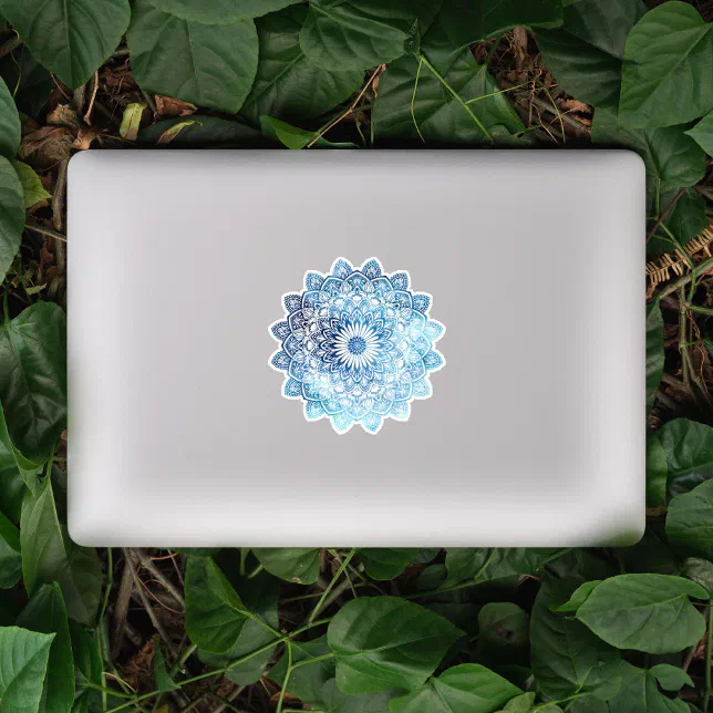 hand drawn ocean blue mandala sticker | Zazzle
