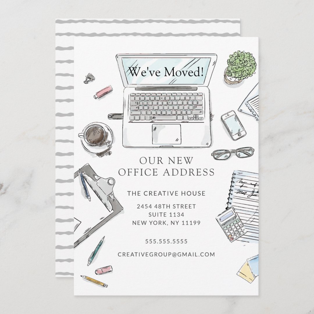 Hand Drawn Office Moving Announcement | Zazzle