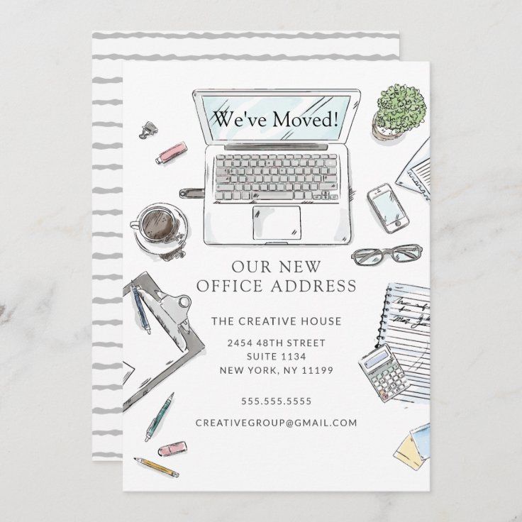 Hand Drawn Office Moving Announcement | Zazzle