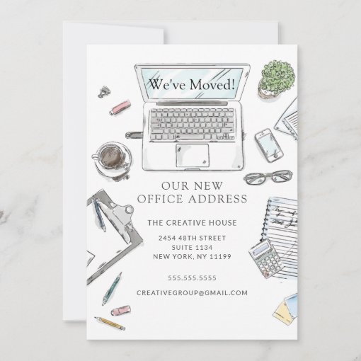 Hand Drawn Office Moving Announcement | Zazzle