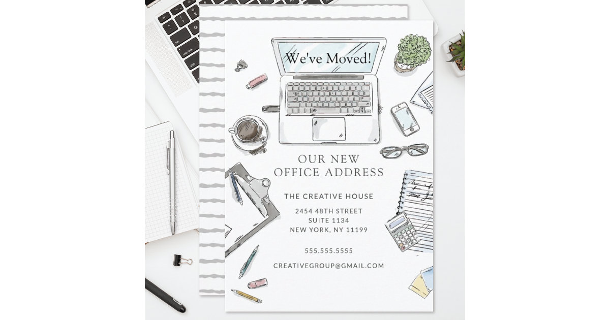 Hand Drawn Office Moving Announcement | Zazzle
