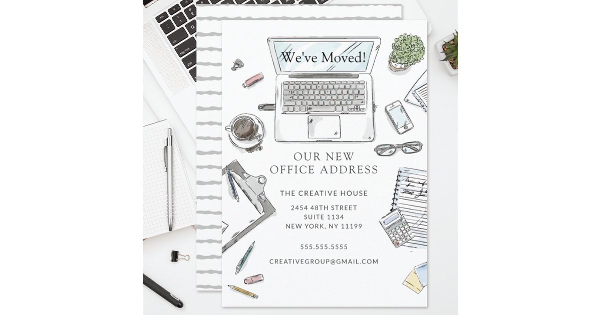 Hand Drawn Office Moving Announcement | Zazzle