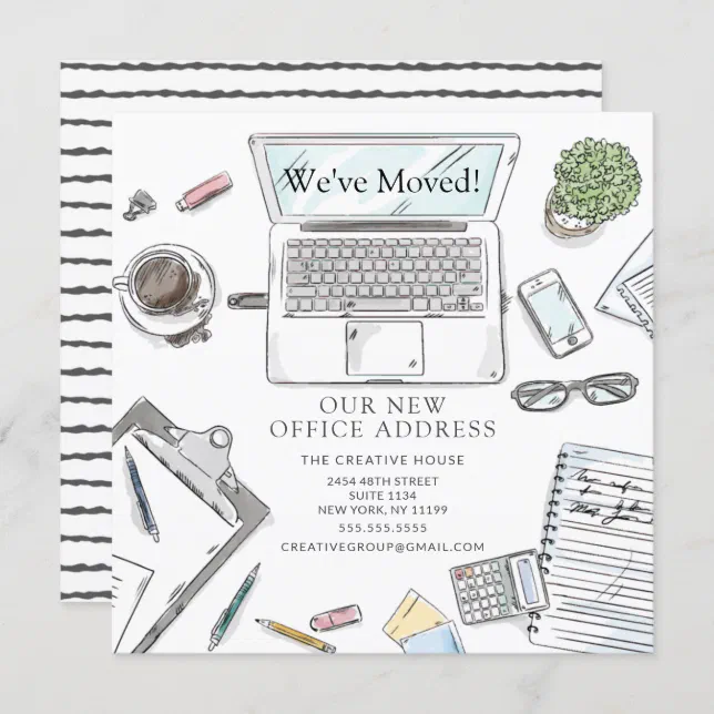 Hand Drawn Office Moving Announcement | Zazzle