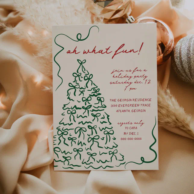 Hand Drawn Oh What Fun Christmas Party Invitation | Zazzle