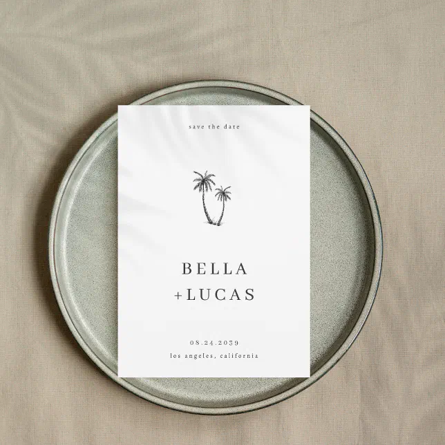 Hand Drawn Palm Tree Tropical QR Code Wedding Save The Date | Zazzle