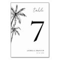 Hand Drawn Palm Tree Tropical Wedding Table Number | Zazzle