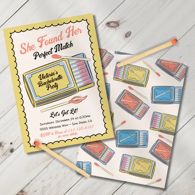 Hand drawn Perfect Match Matchbox Party Invitation | Zazzle