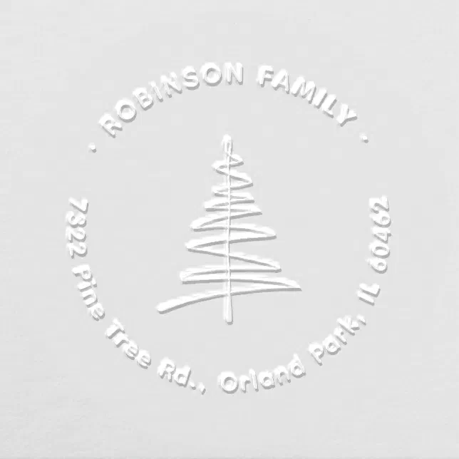 Hand-drawn Pine Tree Custom Family Return Address Embosser | Zazzle