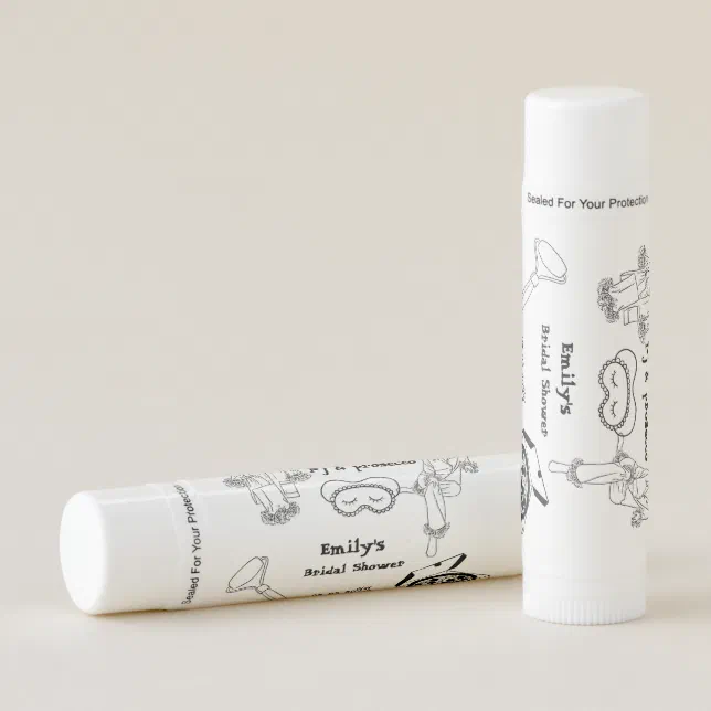Hand Drawn Pj And Prosecco Bridal Shower Lip Balm | Zazzle