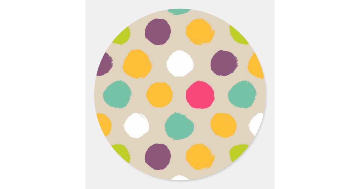 Hand-drawn polka dot pattern classic round sticker | Zazzle