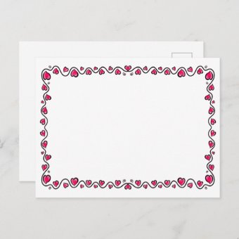 Hand Drawn Pretty Love Heart Doodle Border Postcard | Zazzle