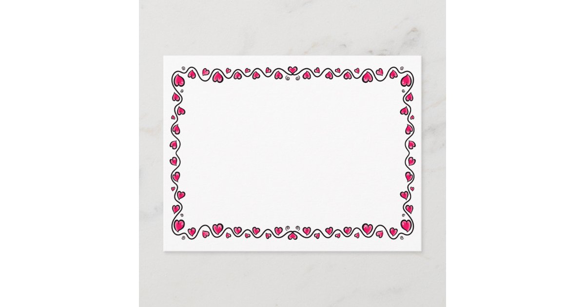 Hand Drawn Pretty Love Heart Doodle Border Postcard | Zazzle