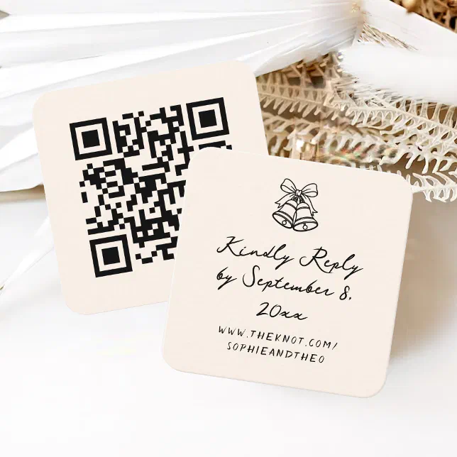 Hand Drawn Quirky Wedding RSVP Qr Code Enclosure Card | Zazzle