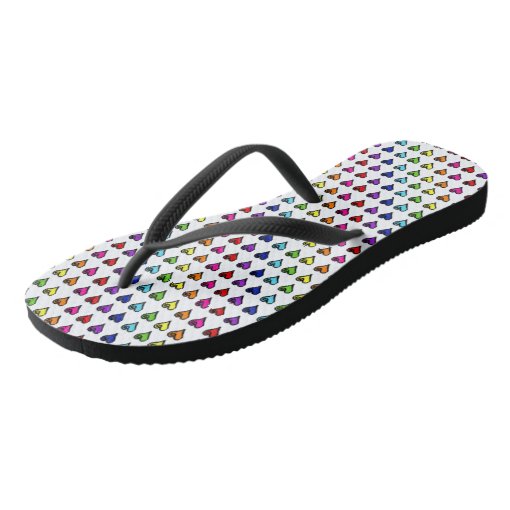 Hand-drawn Rainbow Hearts Flip Flops | Zazzle