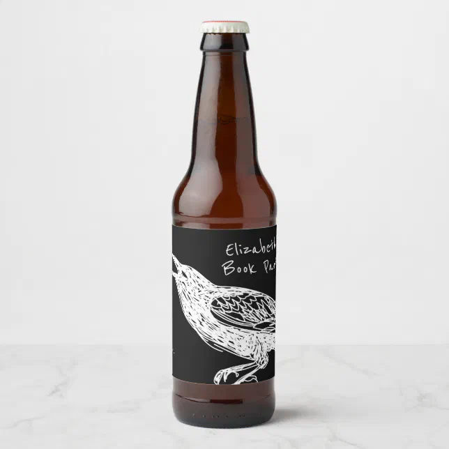 Hand-Drawn, Raven Beer Bottle Label | Zazzle