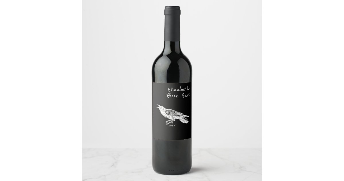 Hand-Drawn, Raven Wine Label | Zazzle