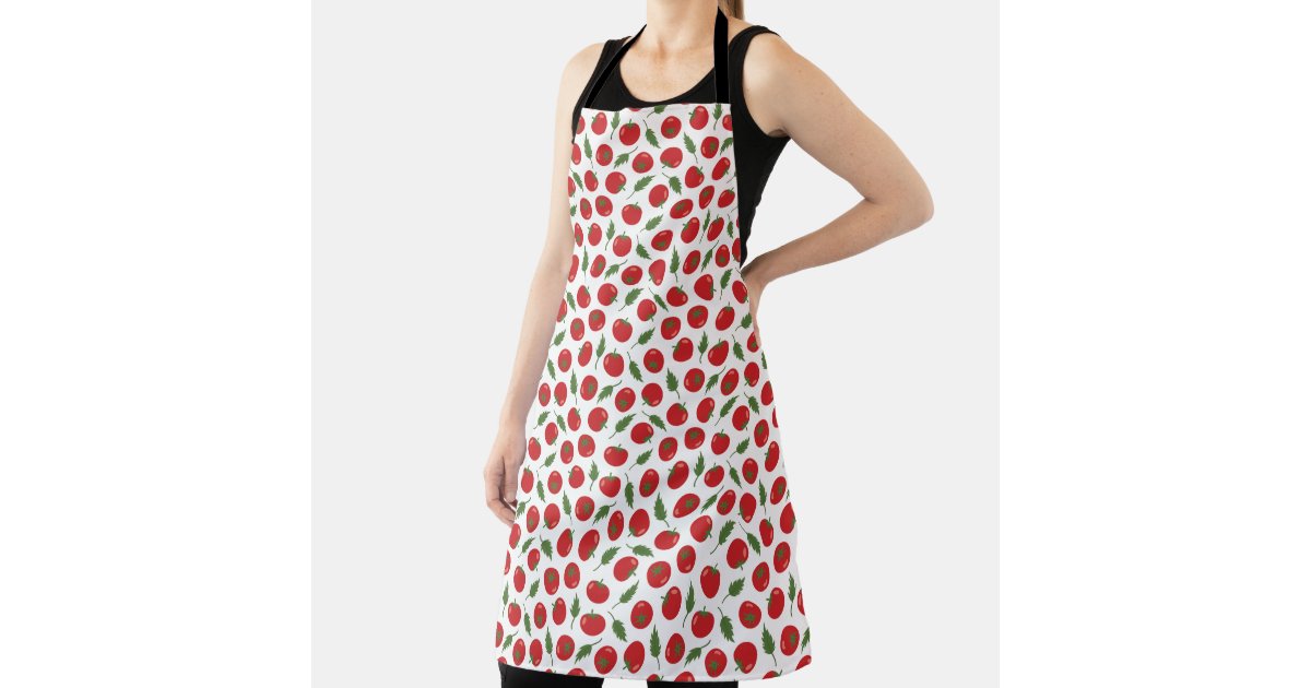 Hand Drawn Red Tomato Pattern Apron | Zazzle