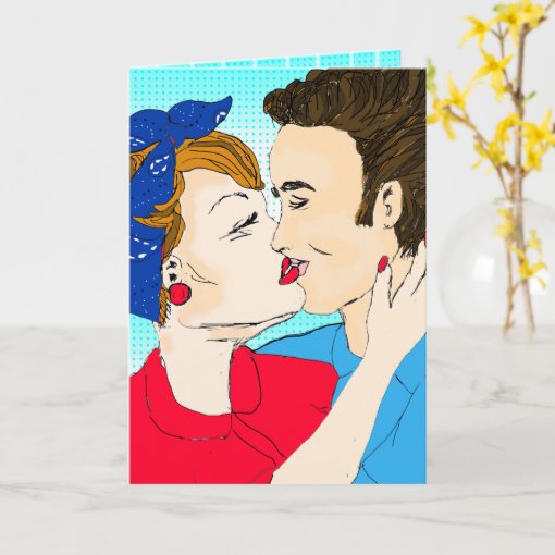 Hand drawn Retro Art Couple's Card | Zazzle