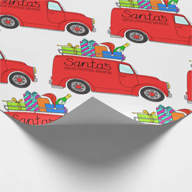 Hand drawn retro Christmas car Wrapping Paper | Zazzle
