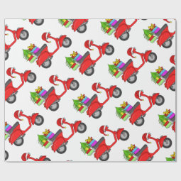 Hand drawn retro Christmas scooter Wrapping Paper | Zazzle