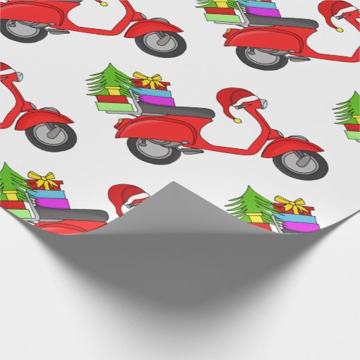 Hand drawn retro Christmas scooter Wrapping Paper | Zazzle