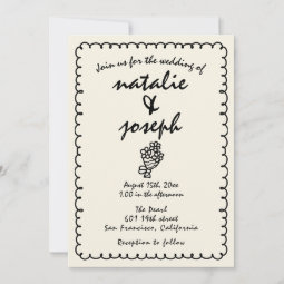 Hand Drawn Retro Funky Unique Quirky Wedding Invitation | Zazzle
