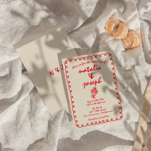 Hand Drawn Retro Funky Unique Quirky Wedding Invitation | Zazzle