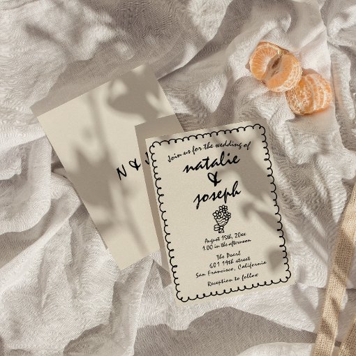 Hand Drawn Retro Funky Unique Quirky Wedding Invitation | Zazzle