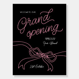 Hand Drawn Ribbon Black & Pink Grand Opening Sign | Zazzle