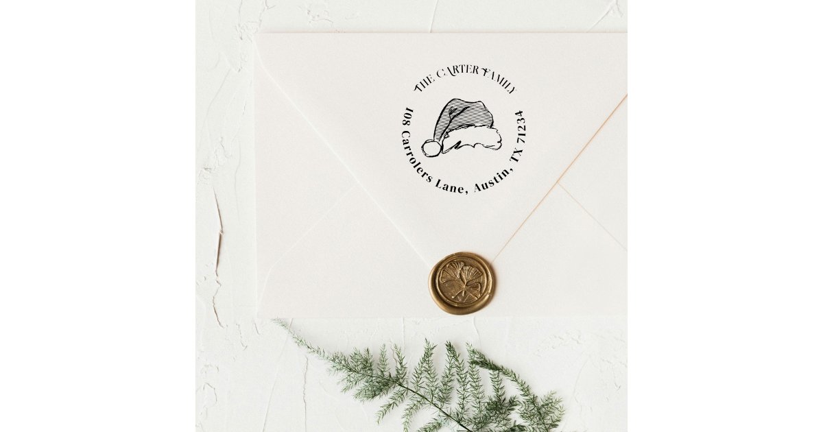 Hand Drawn Santa Hat Illustration Return Address Self-inking Stamp | Zazzle