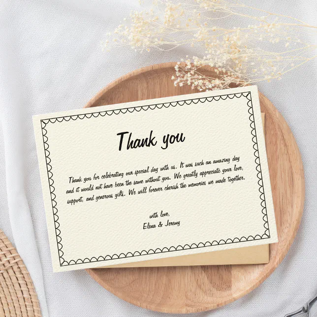 Hand Drawn Scribble Vintage Sketch French Wedding Thank You Card | Zazzle