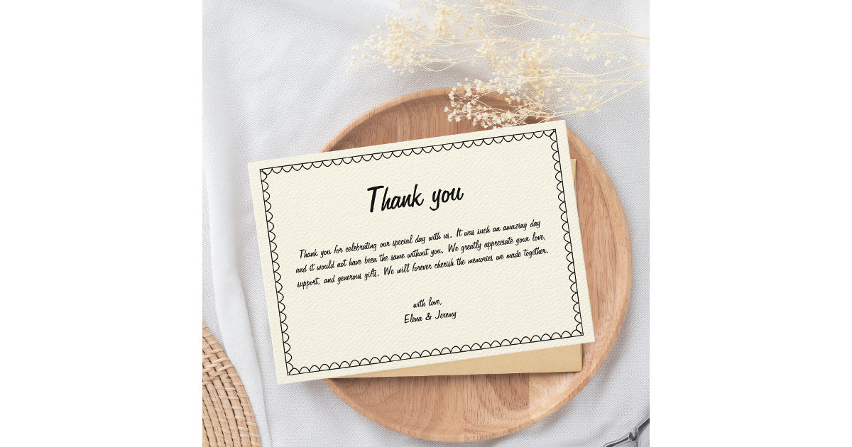 Hand Drawn Scribble Vintage Sketch French Wedding Thank You Card | Zazzle
