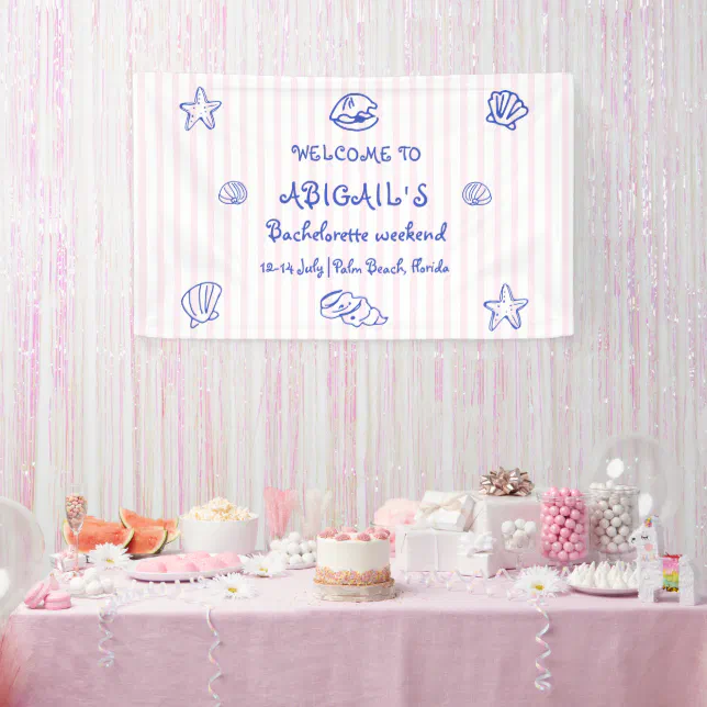 Hand drawn sea shells bachelorette WELCOME Banner | Zazzle