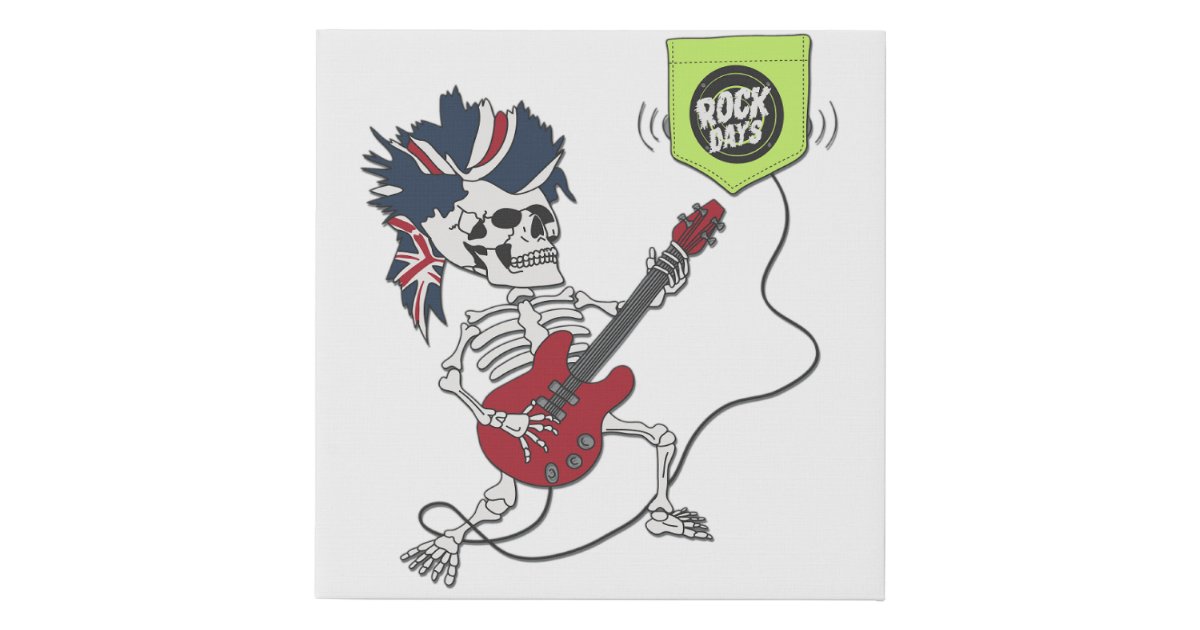 hand drawn skeleton vector design faux canvas print | Zazzle