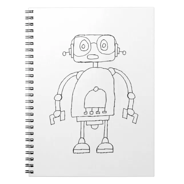 Hand Drawn Smart Simple Robot Drawing Notebook | Zazzle