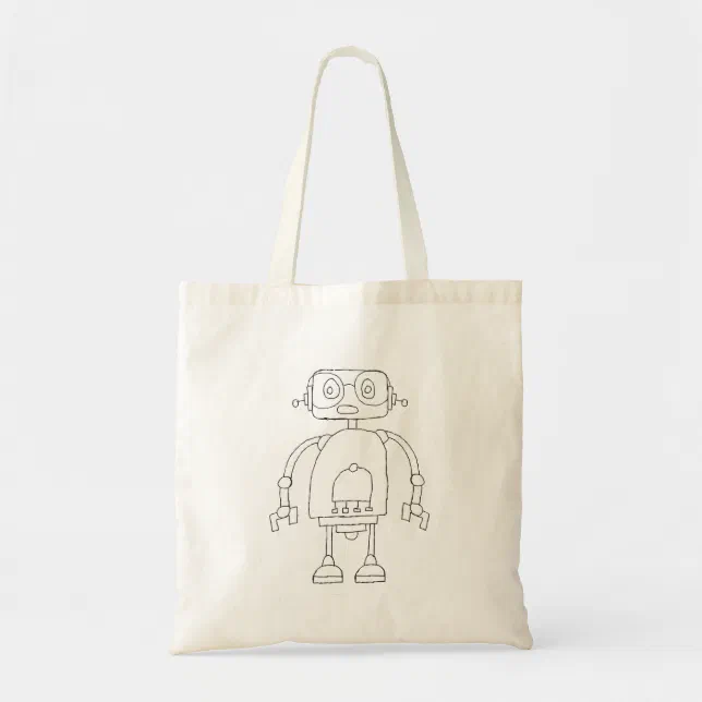 Hand Drawn Smart Simple Robot Drawing Tote Bag | Zazzle